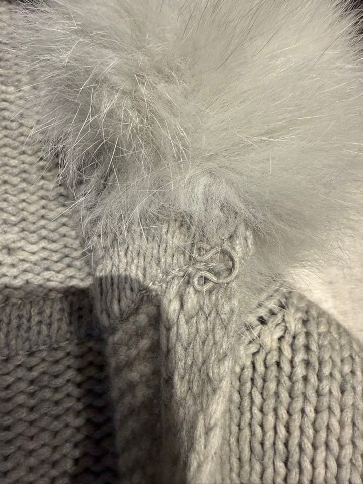 FOXEY Foxey Long Coat Fox Fur Removable Shoulder Pads Approx US Size S ...