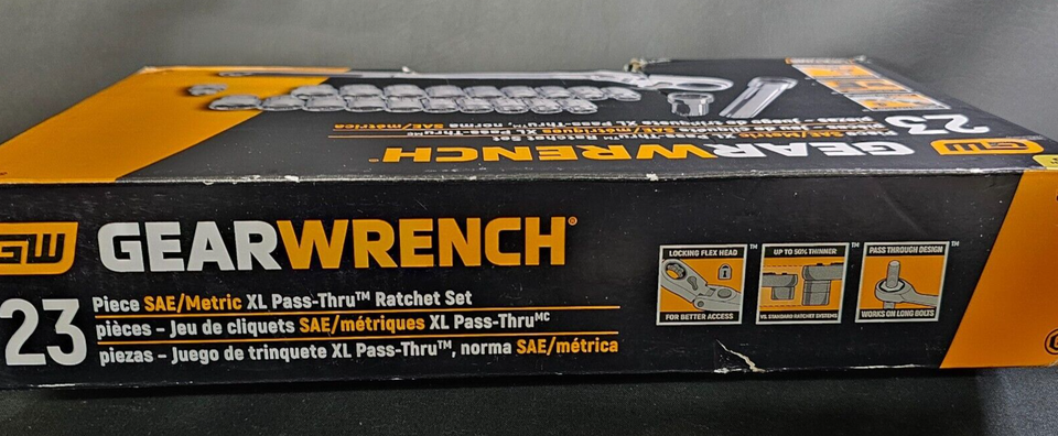Gearwrench 23pc SAE / Metric 3/8 dr Size XL Pass-Thru Ratchet/Socket ...