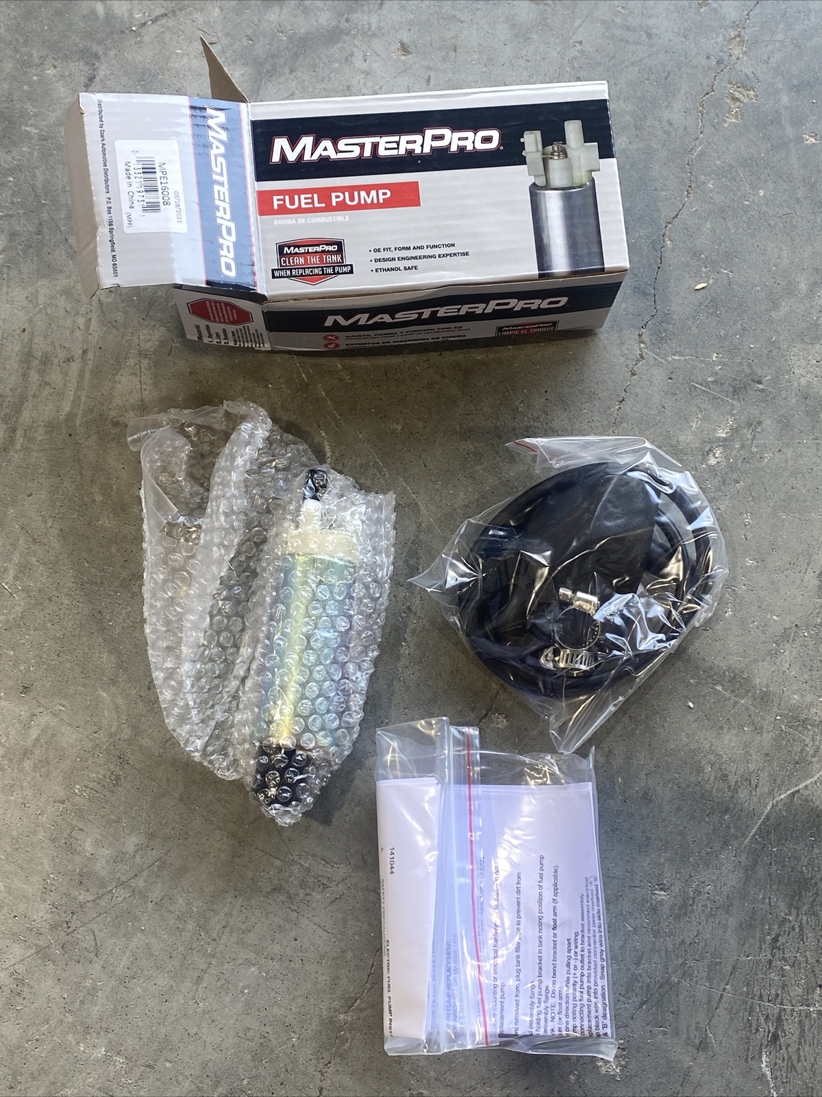 MASTERPRO ELECTRIC FUEL PUMP ASSEMBLY W/ INSTRUCTIONS MPE16445 FOR ...