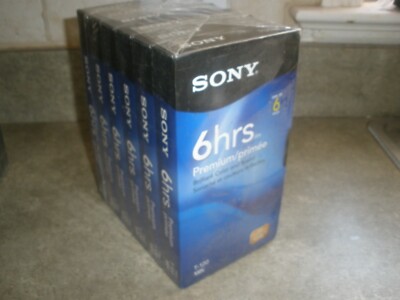 Sealed Brand New Sony VHS Tapes 6 Pack 6 Hour Brilliant Premium Grade T ...