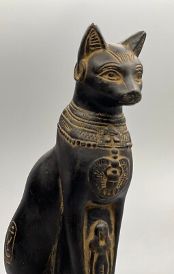 Ancient Egyptian Goddess Cat Bastet Sculpture Statue Egypt Black Stone ...