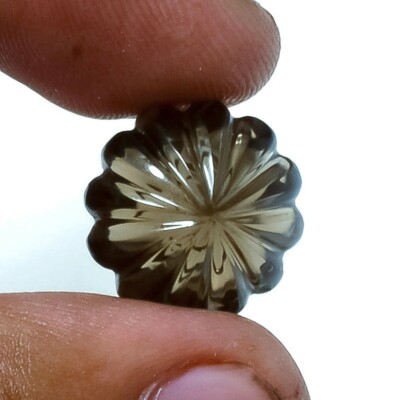 11.45 Ct Smoky Quartz Flower Carving Handmade Loose Gemstone for ...