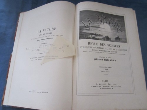 LIVRE ANCIEN : LA NATURE, REVUE DES SCIENCES de G. TISSANDIER. G ...