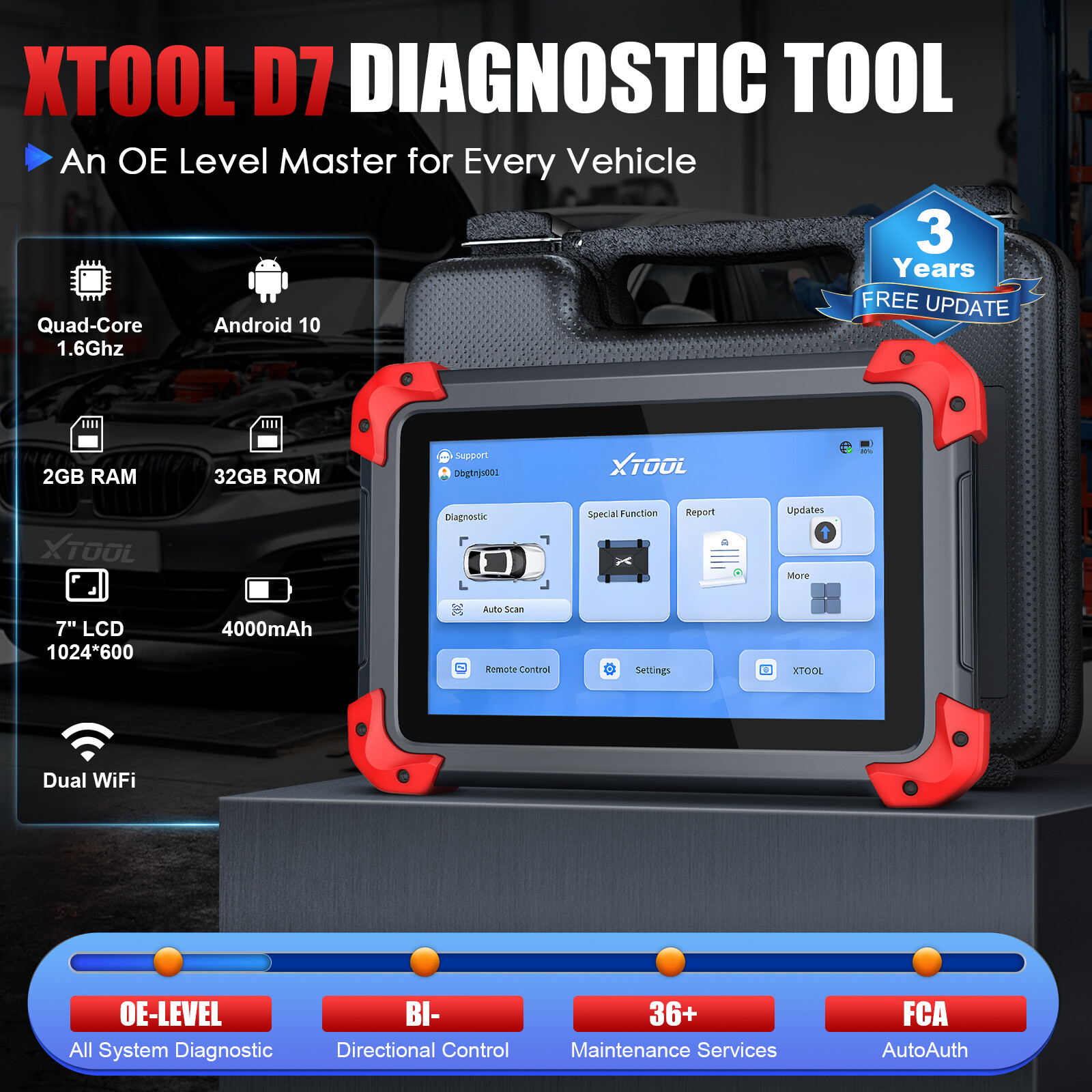 XTOOL D7 OBD2 Scan Auto VIN All System Diagnostic scanner EPB ABS ...