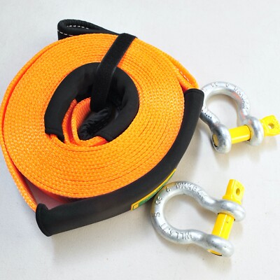 4WD Recovery Kit: Snatch Strap 8000kg 9m +2 Galv. Rated Steel Shackles ...