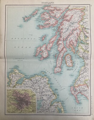 Pre-1900 - Antique Map 1902 By Bartholomew Inset