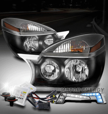 FOR 02-07 BUICK RENDEZVOUS BLACK HEADLIGHTS HEADLAMPS W/BLUE LED DRL ...