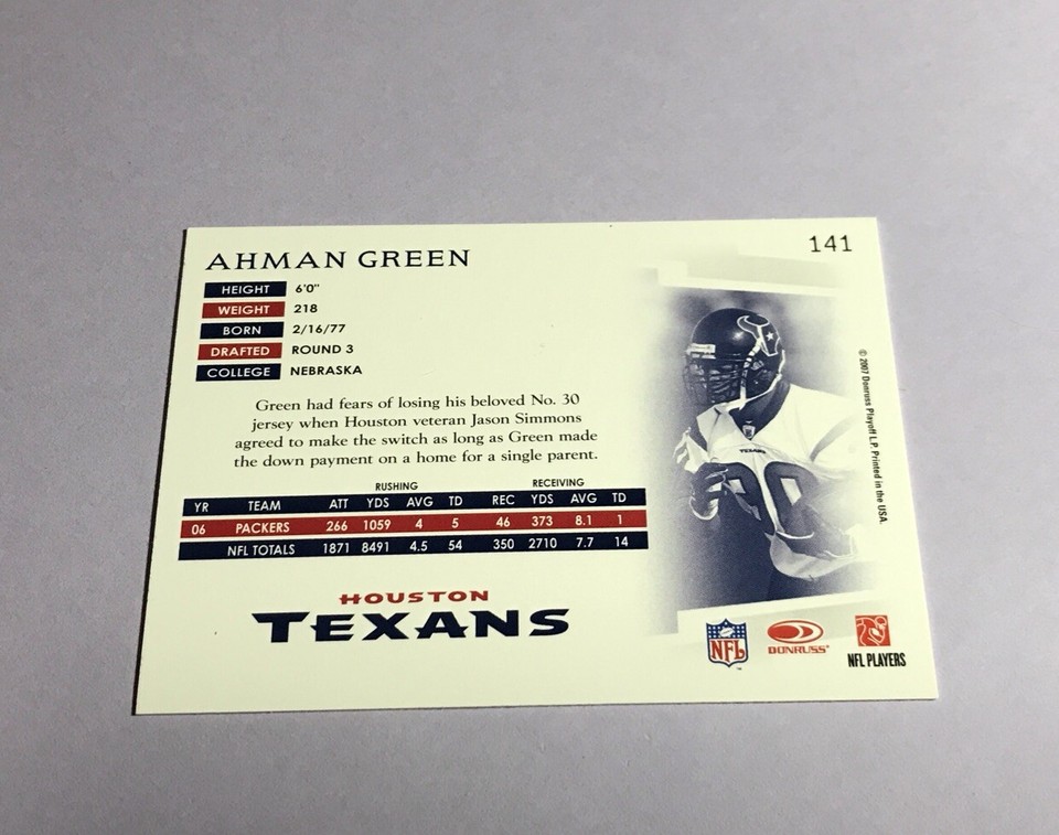 Ahman Green 2007 Donruss Playoff Threads #141 Ahman Green Packers ...