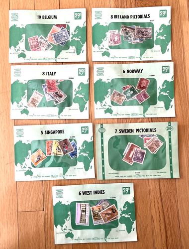 Vintage Lot- 7 Harris Global postal stamps in unopened 29 cent ...