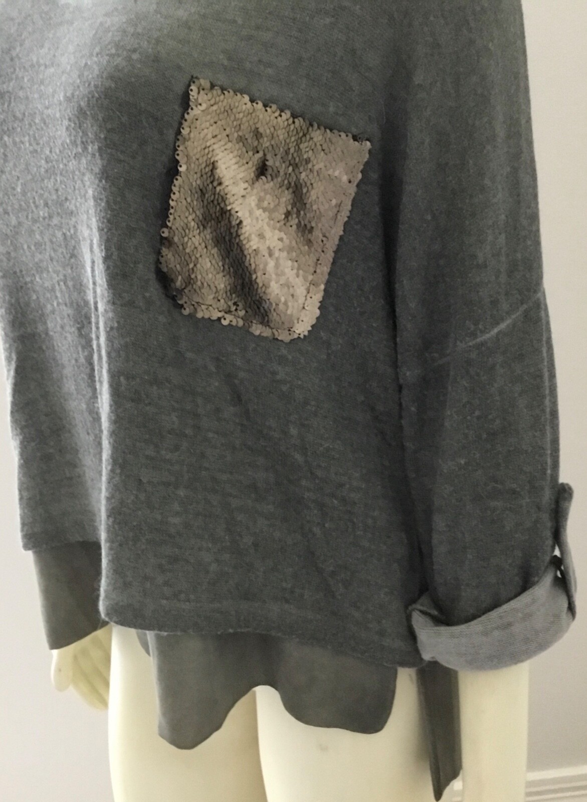 Womens Belle France Sequin Pocket Overlay Lagenlook B… - Gem