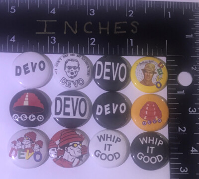 Devo 12 Pins One Inch Pin set Not Men Whip It Good New Wave 80s Art ...