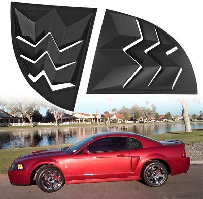 2pcs Side Window Louvers Sun Shade Cover Matte Black For Ford Mustang ...