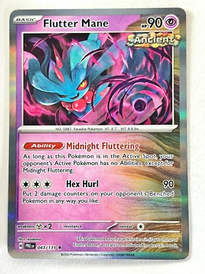 Flutter Mane 043/131 Holo Rare Prismatic Evolutions Pokemon Pack Fresh ...