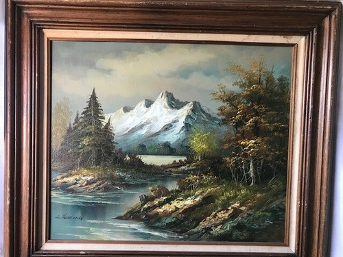 C. Harding Mountain Landscape Oil on canvas, Signed. | eBay