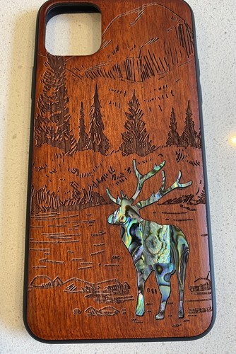 iPhone 11 Pro Max Case Cover Mountains Wood Engraved With Shell Inlay ...