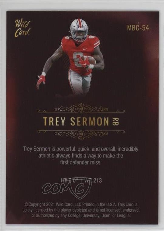 2021 Wild Card MATTE Retail Chase Red Trey Sermon #MBC-54 Rookie RC 0h1 ...
