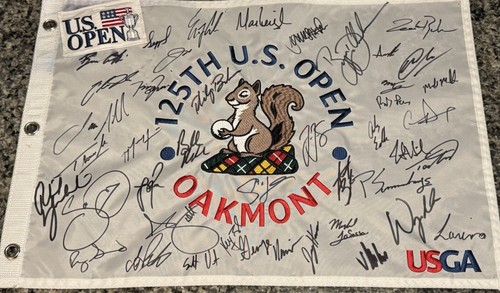 LOADED Autographed Signed 2025 US Open Golf Flag Oakmont 125th PGA ...