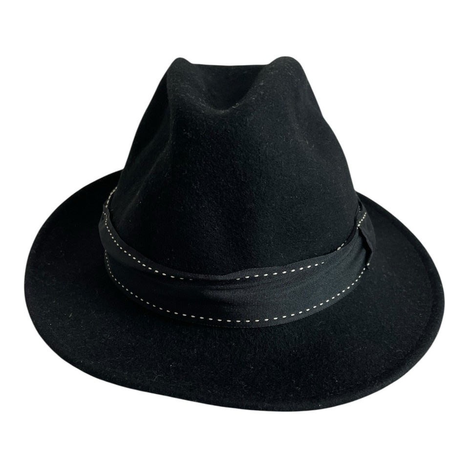 Vintage Scala 100% Wool Black Felt Fedora Hat Mens Handmade Size Large ...