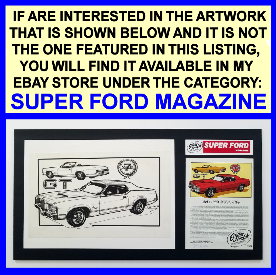 The 1968 Ford Mustang Pony Car One Off Original SUPER FORD MAGAZINE Art ...