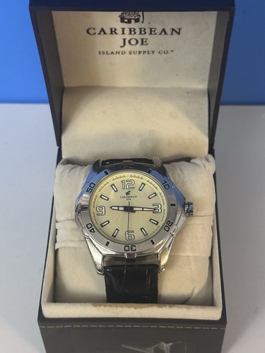 VTG Mens Caribbean Joe Watch CJ7034SLBKCR Creme de la Creme Background ...