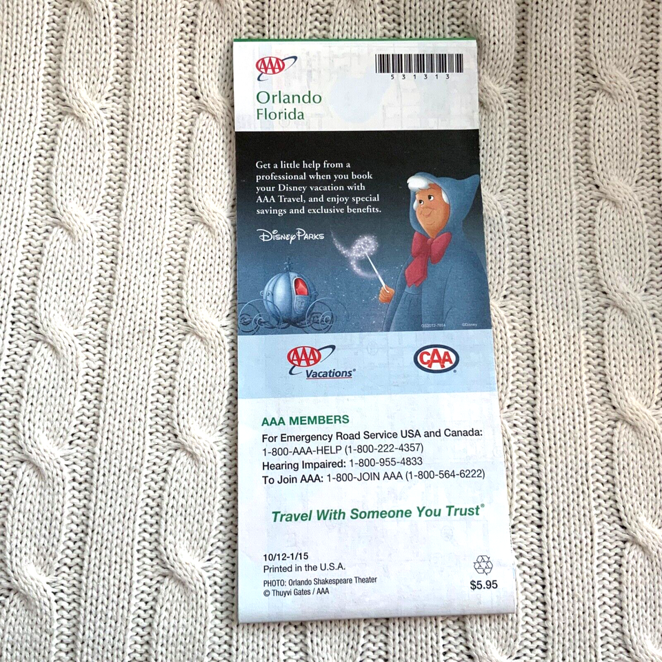 Road Map Orlando Florida AAA Folding Paper Travel Direction 2012- 2015 ...