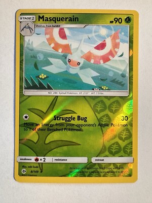 Masquerain - 8/149 - Rare - Reverse Holo NM, English Pokemon Sun & Moon ...