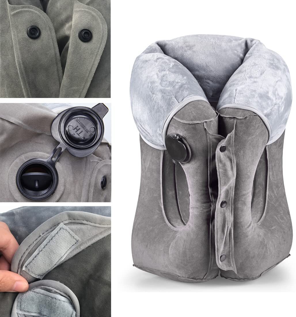 Blow Up Travel Pillows Inflatable Neck Cushions Rest Support Flight ...