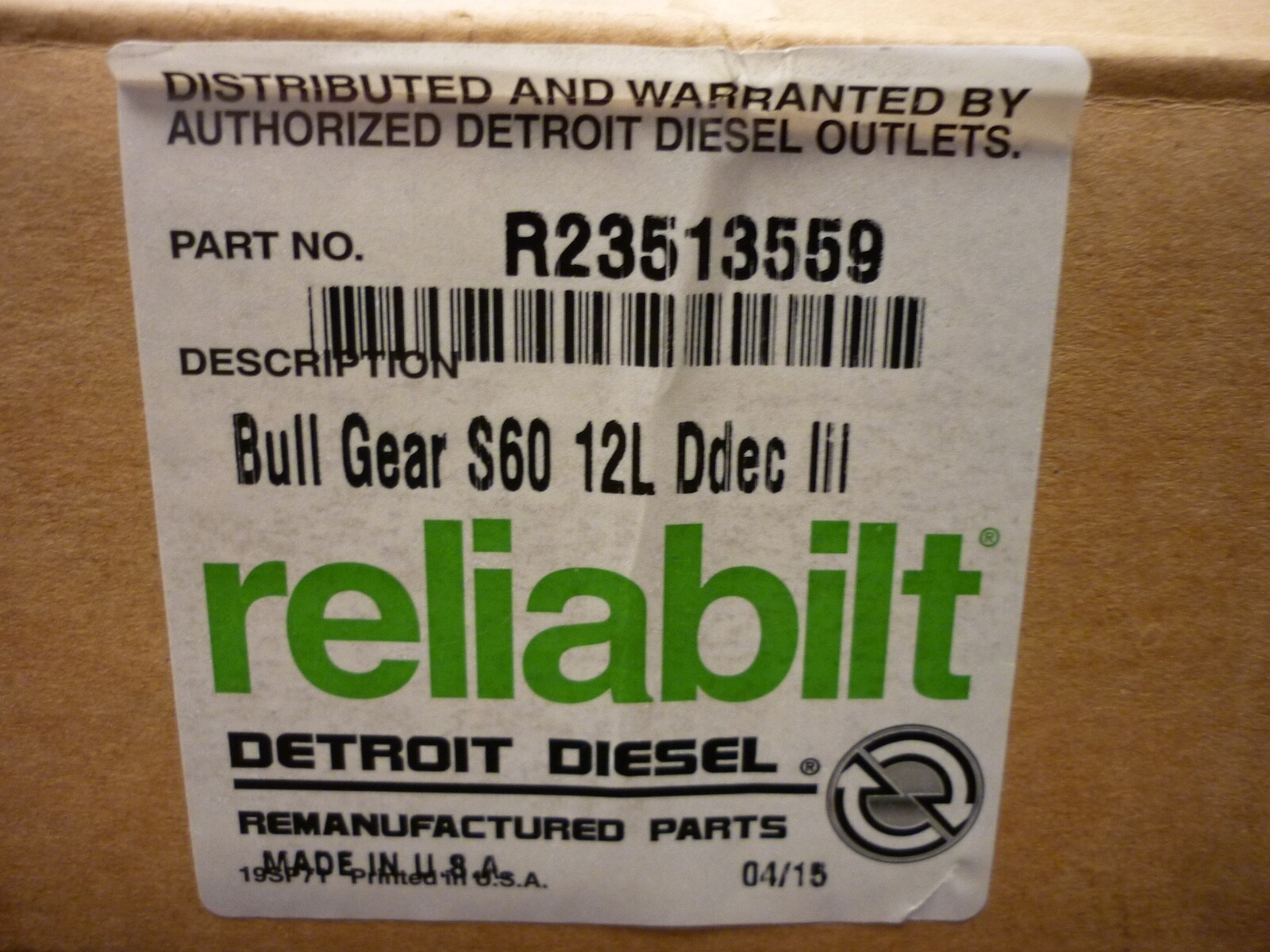 Detroit Diesel Reliabilt Bull Gear S60 12L, pn R23513559 | eBay