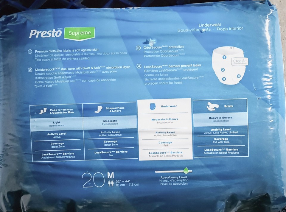 Presto 20 pack M Adult Diapers Supreme 32"-44" (made in the USA) | eBay
