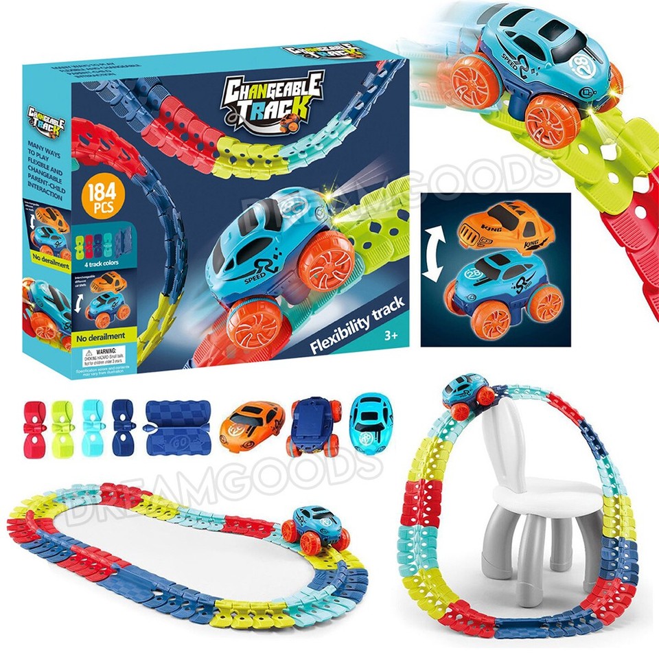 184Pcs Zero Gravity Car Track Set for Boys Kids Flexible Changeable ...