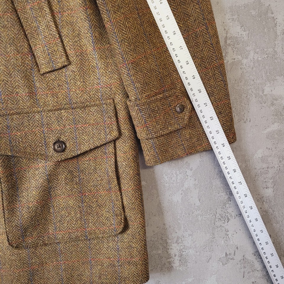P.G Field Jacket Men's XL Brown Tweed Wool Check Quilted Shooting Coat ...