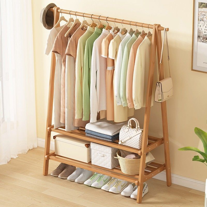 Solid Wooden Clothes Rail Rack Garment Hanging Display Stand Open ...