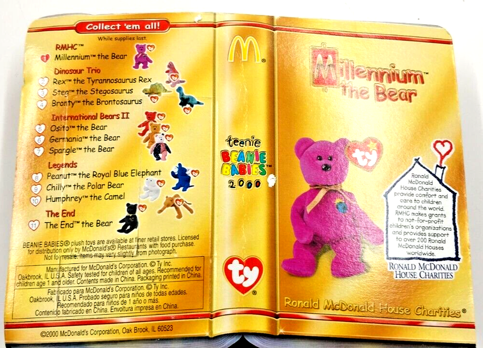 RMHC MILLENNIUM BEAR 2000 Mc Donald's Beanie Baby RARE MILLENNIUM ...