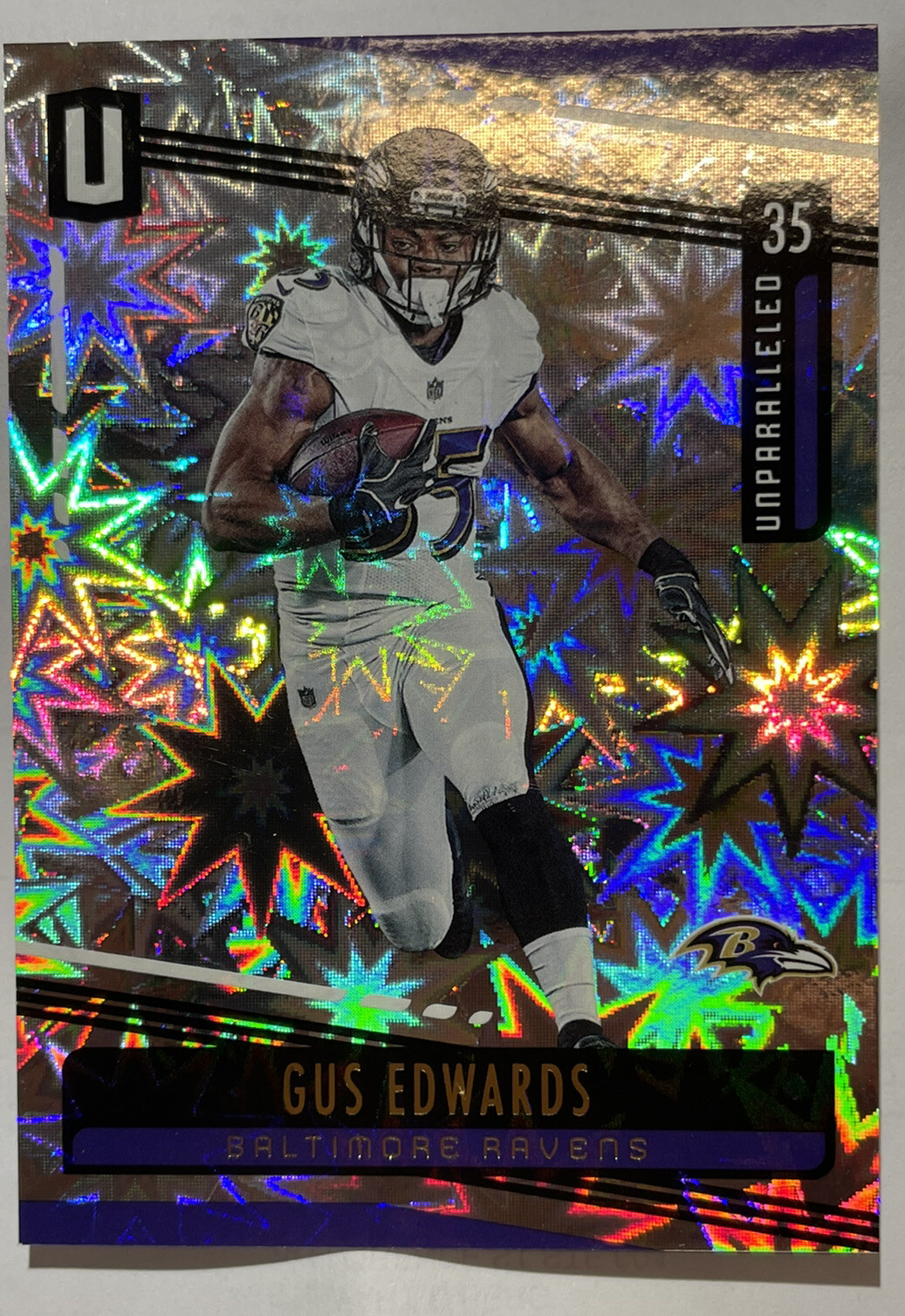 2019 Panini Unparalleled Football Gus Edwards RC #40 Balt Ravens ...