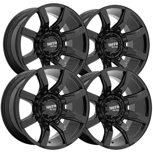 (Set-4) Moto Metal MO804 Spider 20x10 6x135/6x5.5" +12mm Gloss Black ...