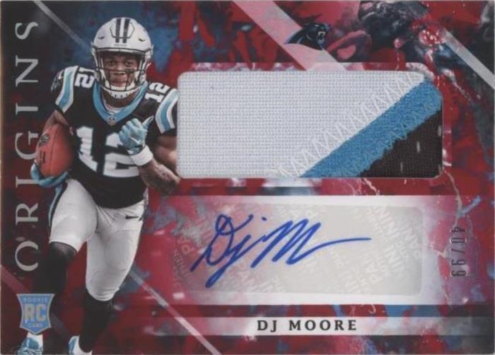 2018 Panini Origins - Rookie Jumbo Patch Autographs D.J. Moore #113 Red ...