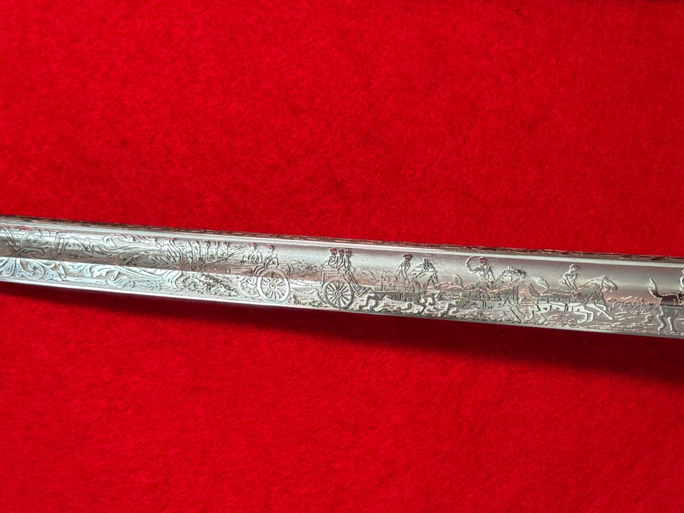 ORIGINAL Imperial German Artillery Lion Head Sword Triple Etched Blade ...