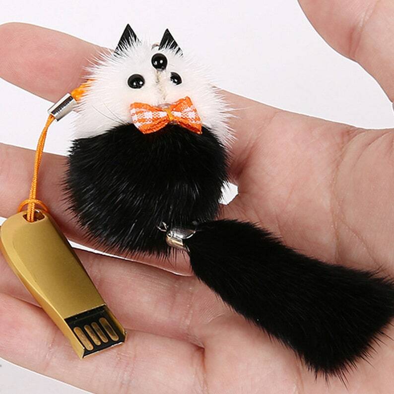 Furry Animal Keychain Real Mink Fur Lovely Fox Cute Gift Idea Bags ...