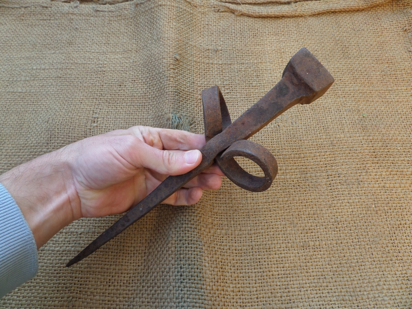 SICKLE PEENING SCYTHE ANVIL ANTIQUE WROUGHT IRON HAND FORGED | eBay