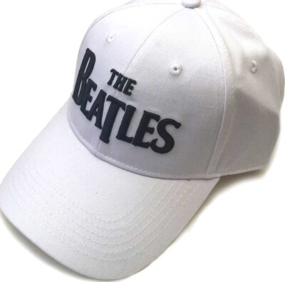 The Beatles Baseball Cap White W/ Black Logo Embroidery 100% Cotton ...