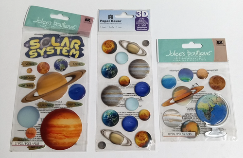 Scrapbooking Sticker Lot of 3 Packages Planets Solar System Globe ...