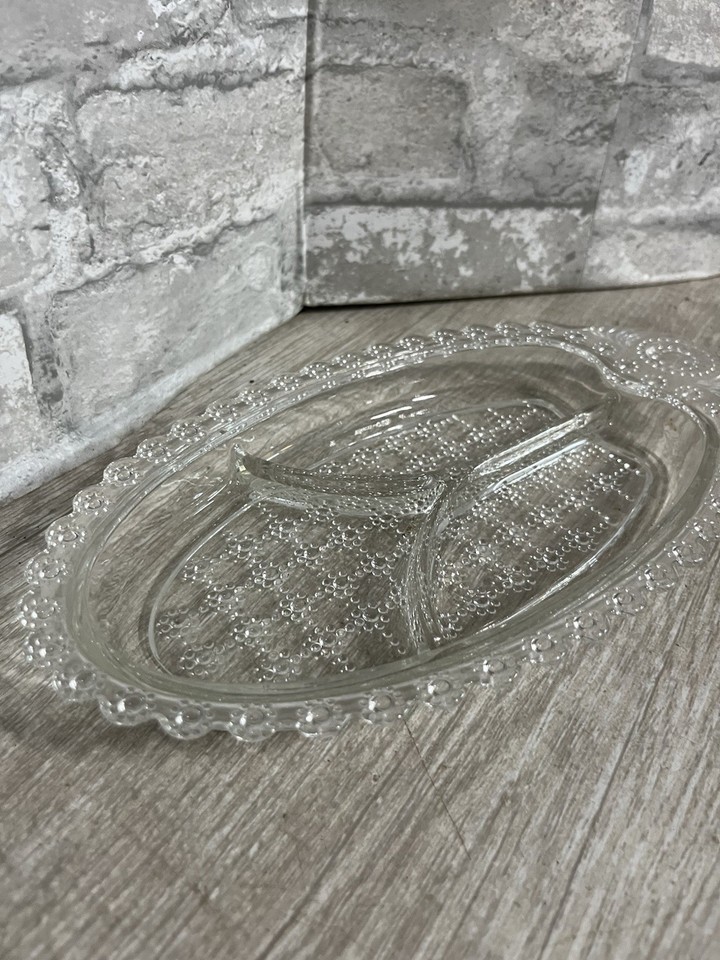 Vintage Hazel Atlas Glass Divided Dish 50's | eBay