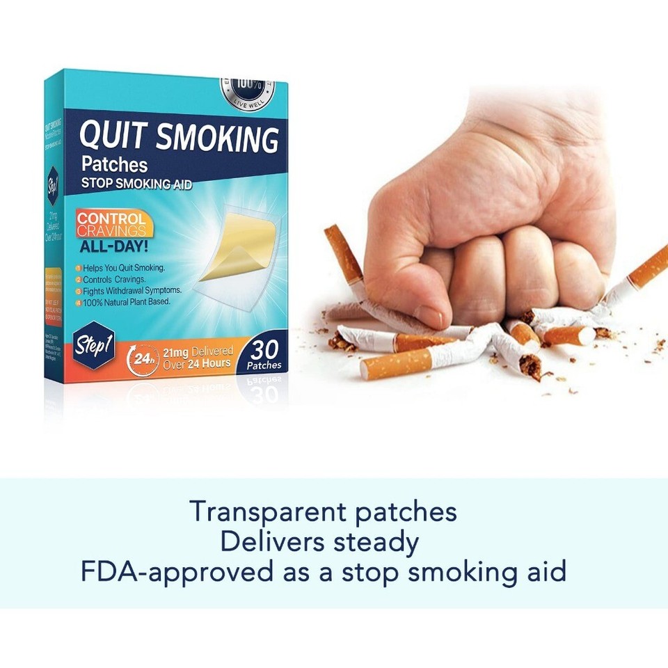Step 1 Quit Smoking Patches 21mg, Nicotine Patch Stop Smoking Aid, 30 ...