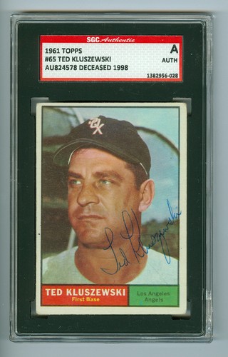 Ted Kluszewski Autographed 1961 Topps Card #65 White Sox SGC Authentic ...
