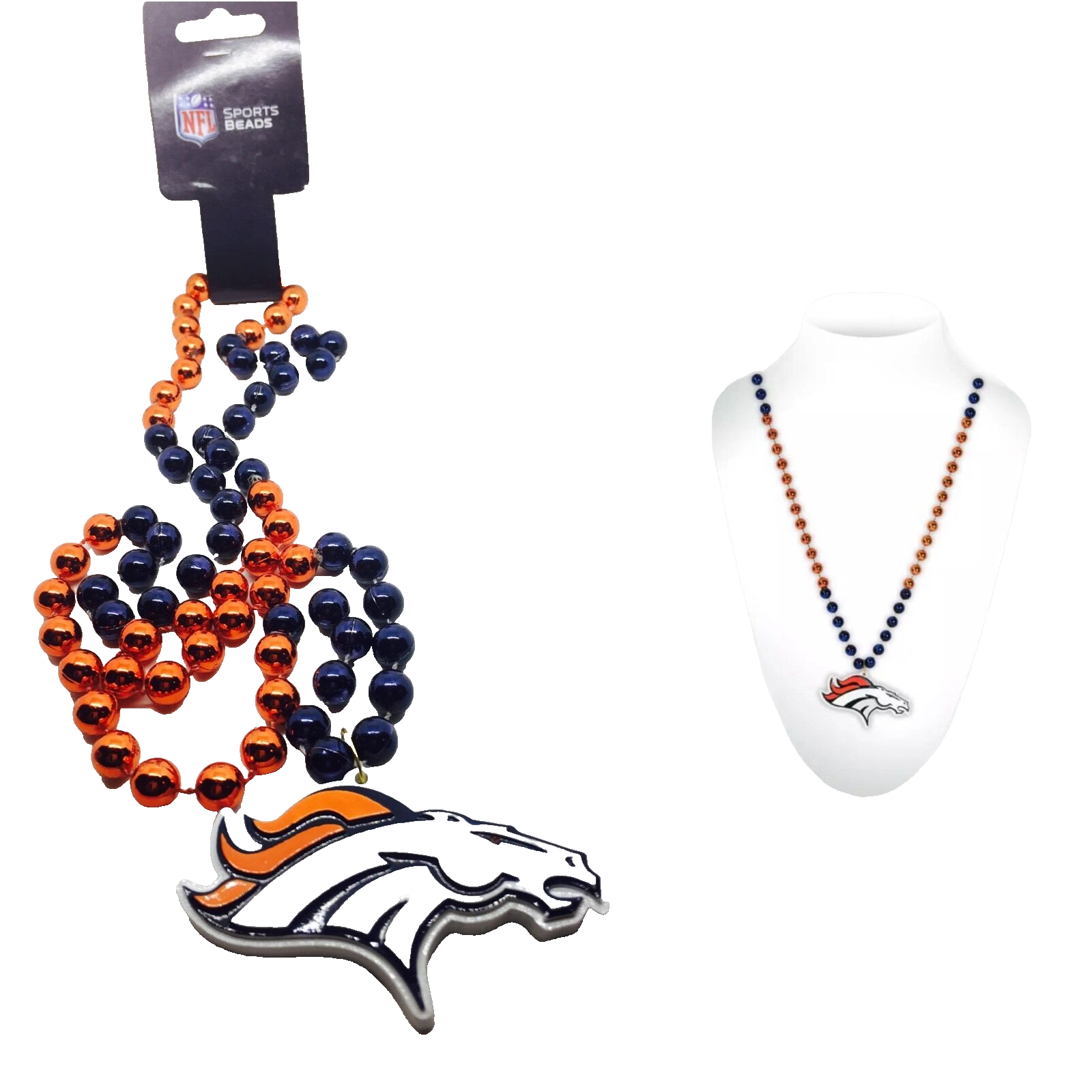 NFL Denver Broncos Mardi Gras Beads With Medallion Necklace | eBay