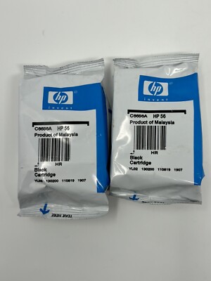 2 Genuine OEM HP 56 C6656A Black Ink Cartridge Sealed | eBay
