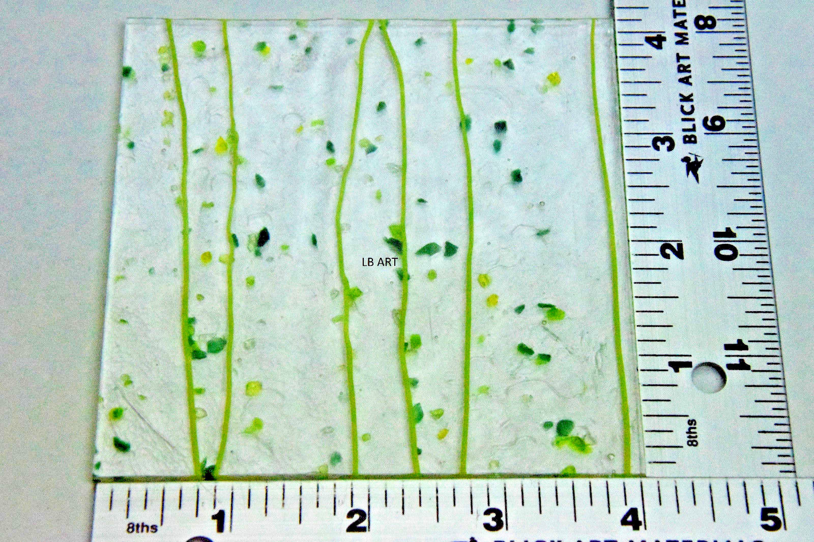 4"x 4" YELLOW DARK GRN & SPRING FRIT, SPRING GREEN STREAMS BULLSEYE ...