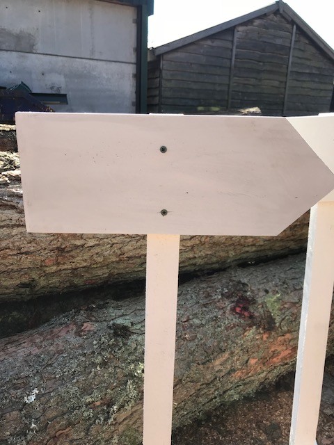 Large wooden venue sign, finger post freestanding rustic brown or white ...