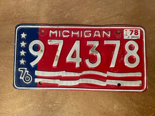 1976 1978 Michigan License Plate Bicentennial # 974 378 | eBay