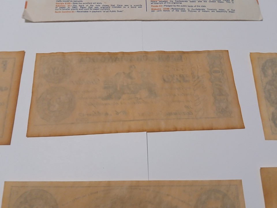 Confederate Currency Reproduction Set B | 6 Antique-Style Civil War ...